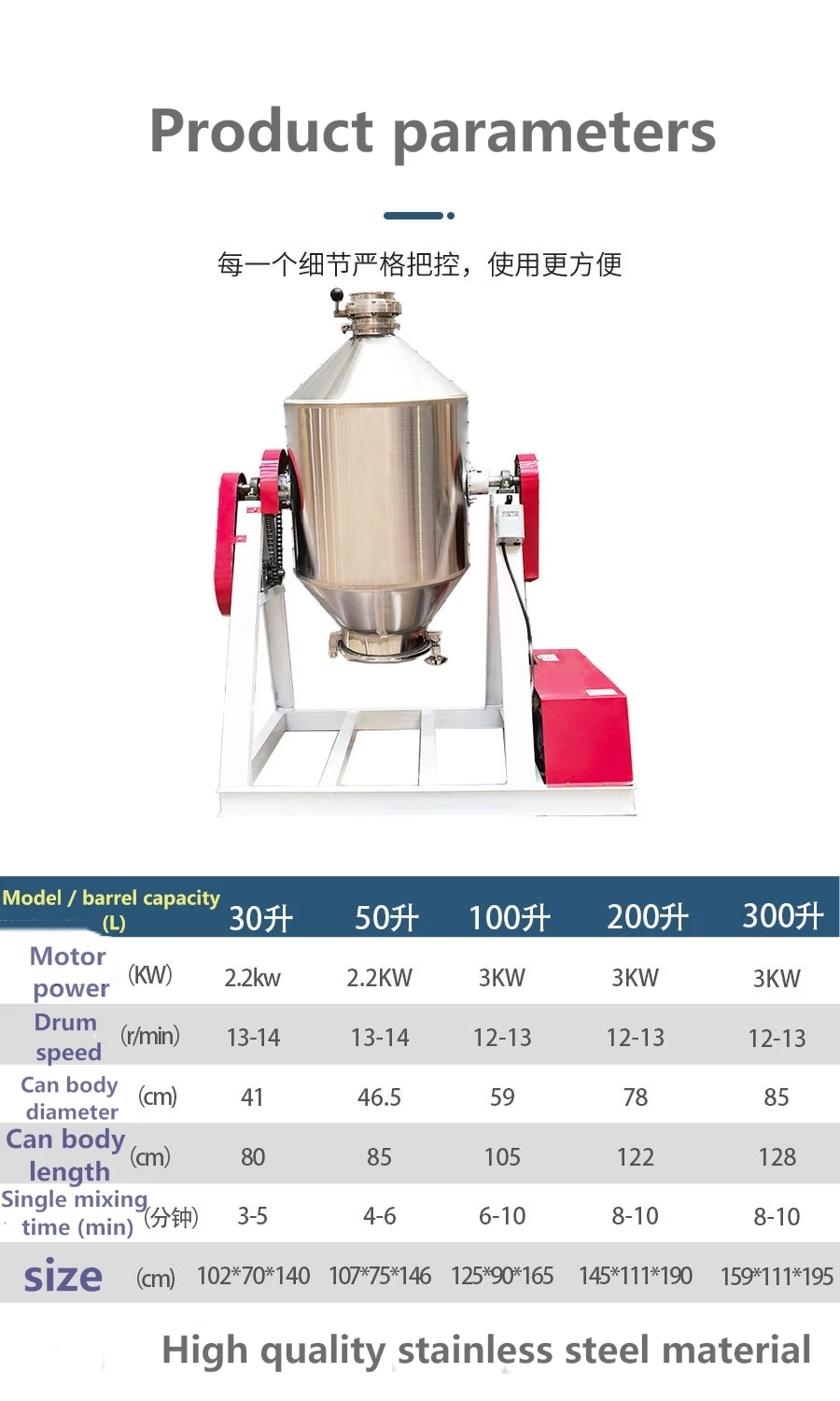 200l Stainless Steel Powder Drum Mixer Mixing Equipment Food Seasoning ...