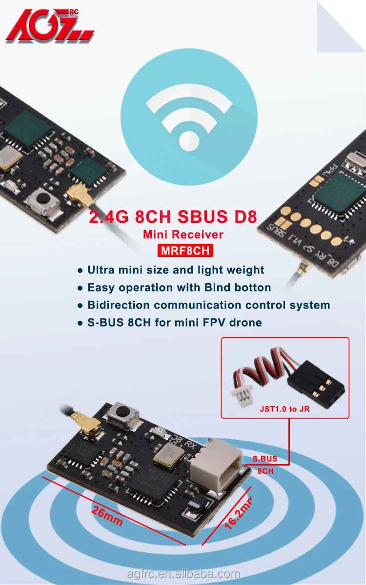 Agfrc Mrf8cha 1.8g Super Micro 2.4ghz 8ch Sbus Rc Receiver For Tiny ...