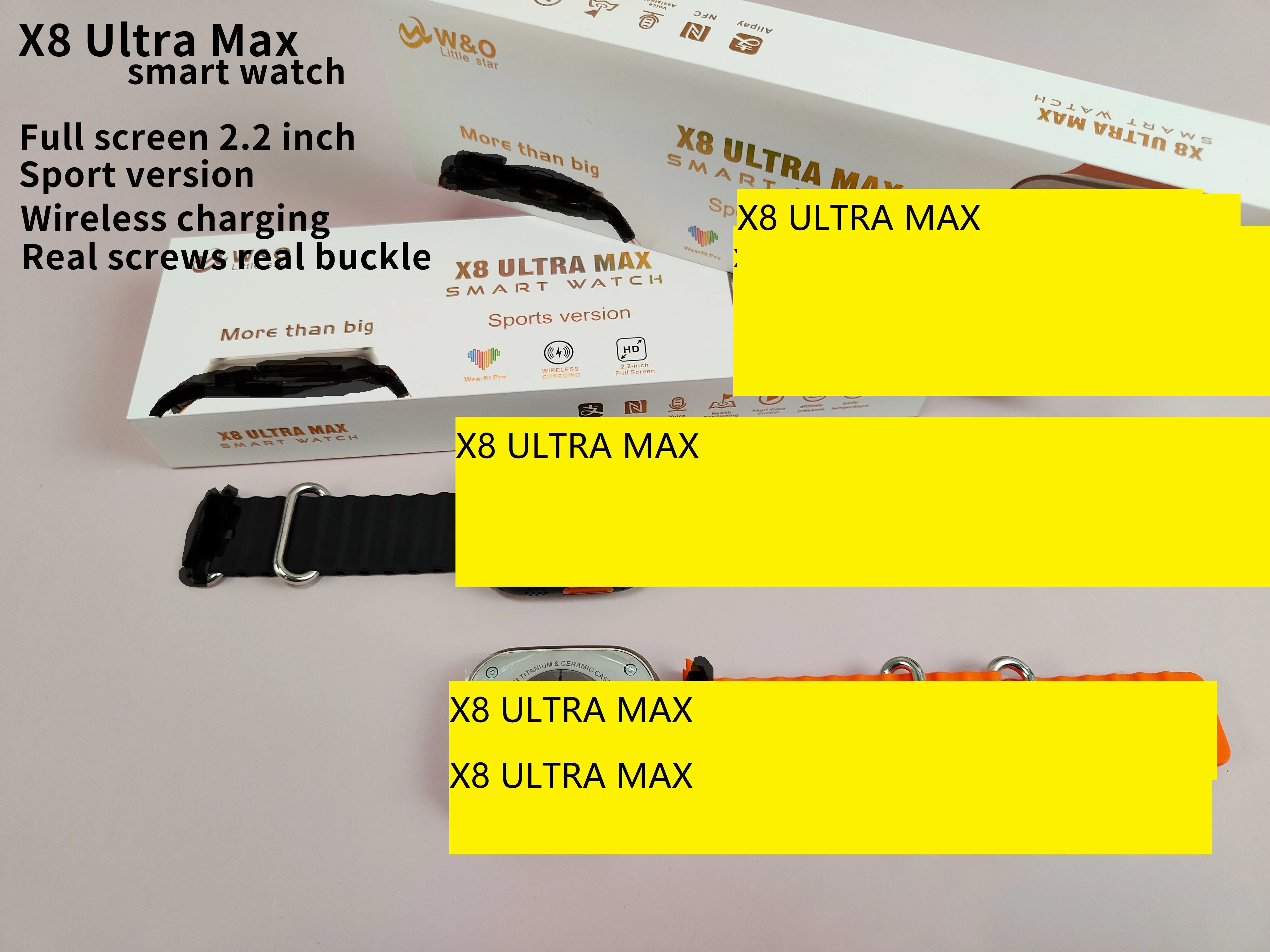 X8ultra Max Smart Watch 2.2inch Full Screen Wireless Charger Real 4 ...