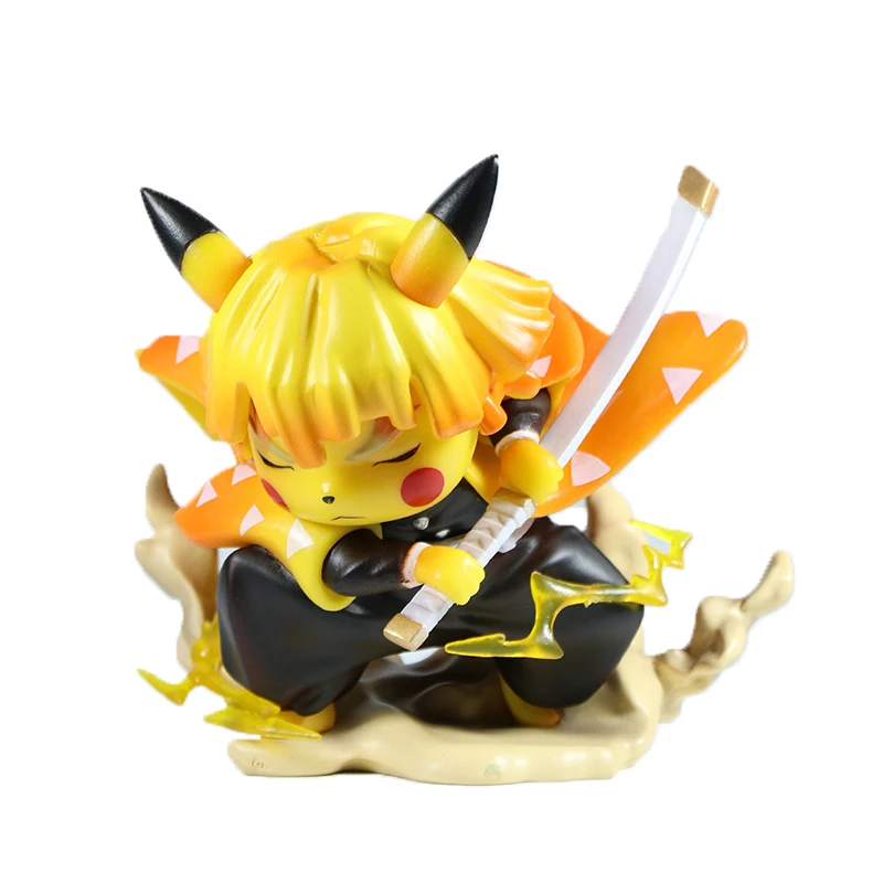 Hot Sale Demon Slayer Agatsuma Zenitsu Cos Pikachu Anime Pvc Model Toys ...