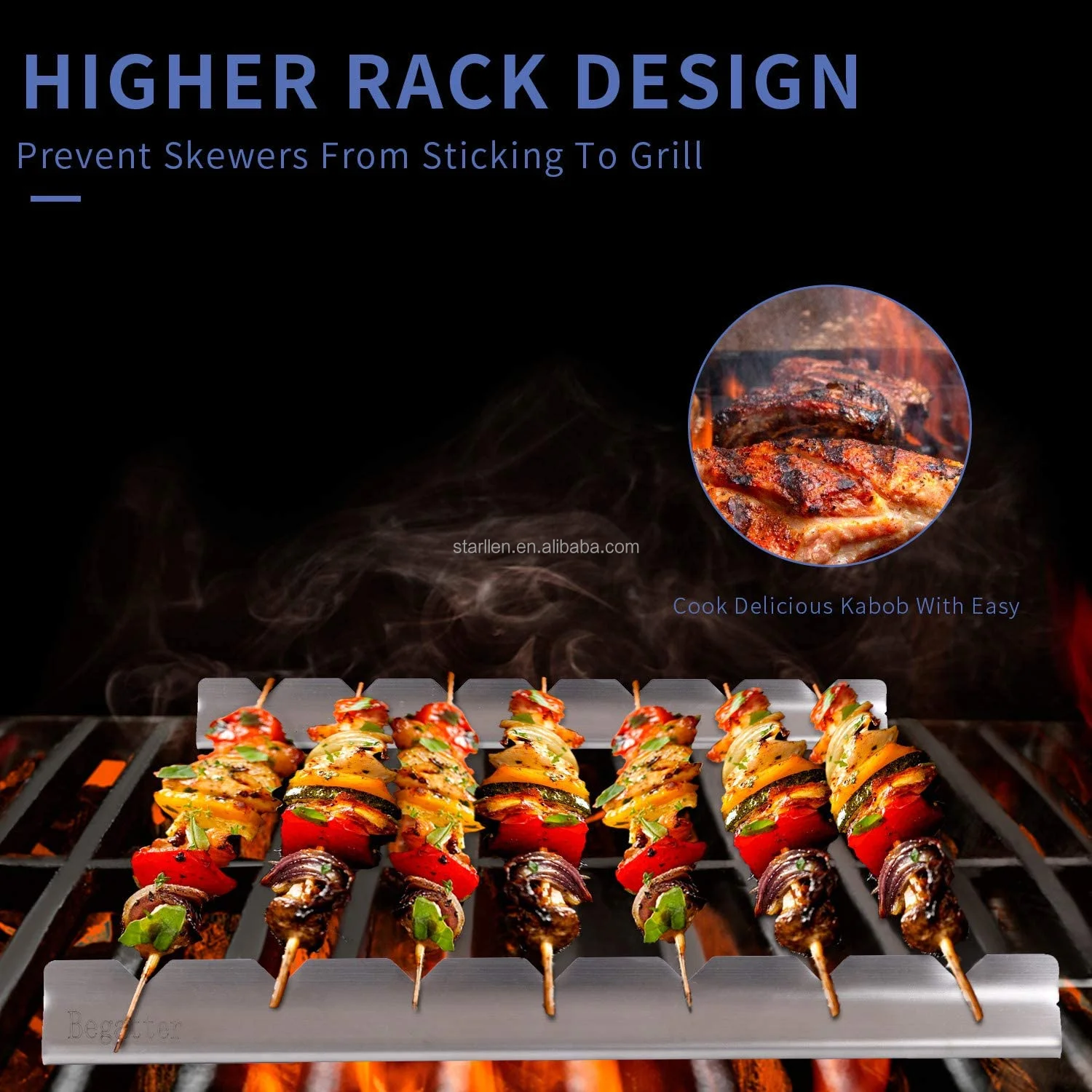 Stainless Steel Kebob Rack Set for Shish Kebab Skewers