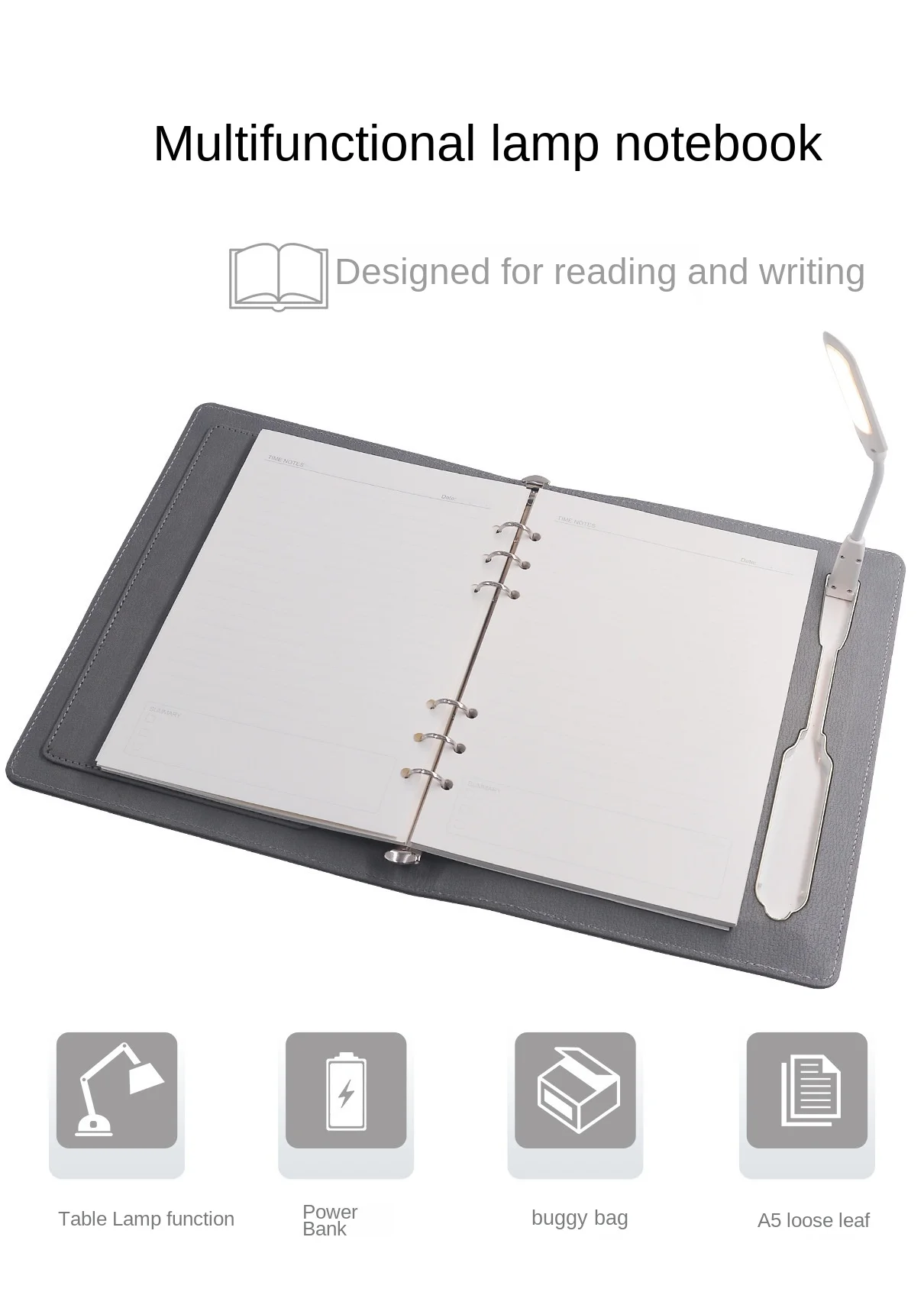 Rechargeable Book Lamp Power Bank Notebook Gift A5 Pu Leather Oem