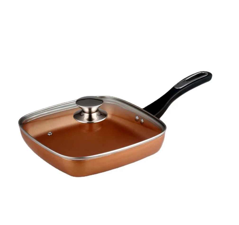 Pressed Aluminium Non Sick Pots Copper Nonstick Korean Square Fry Pan ...