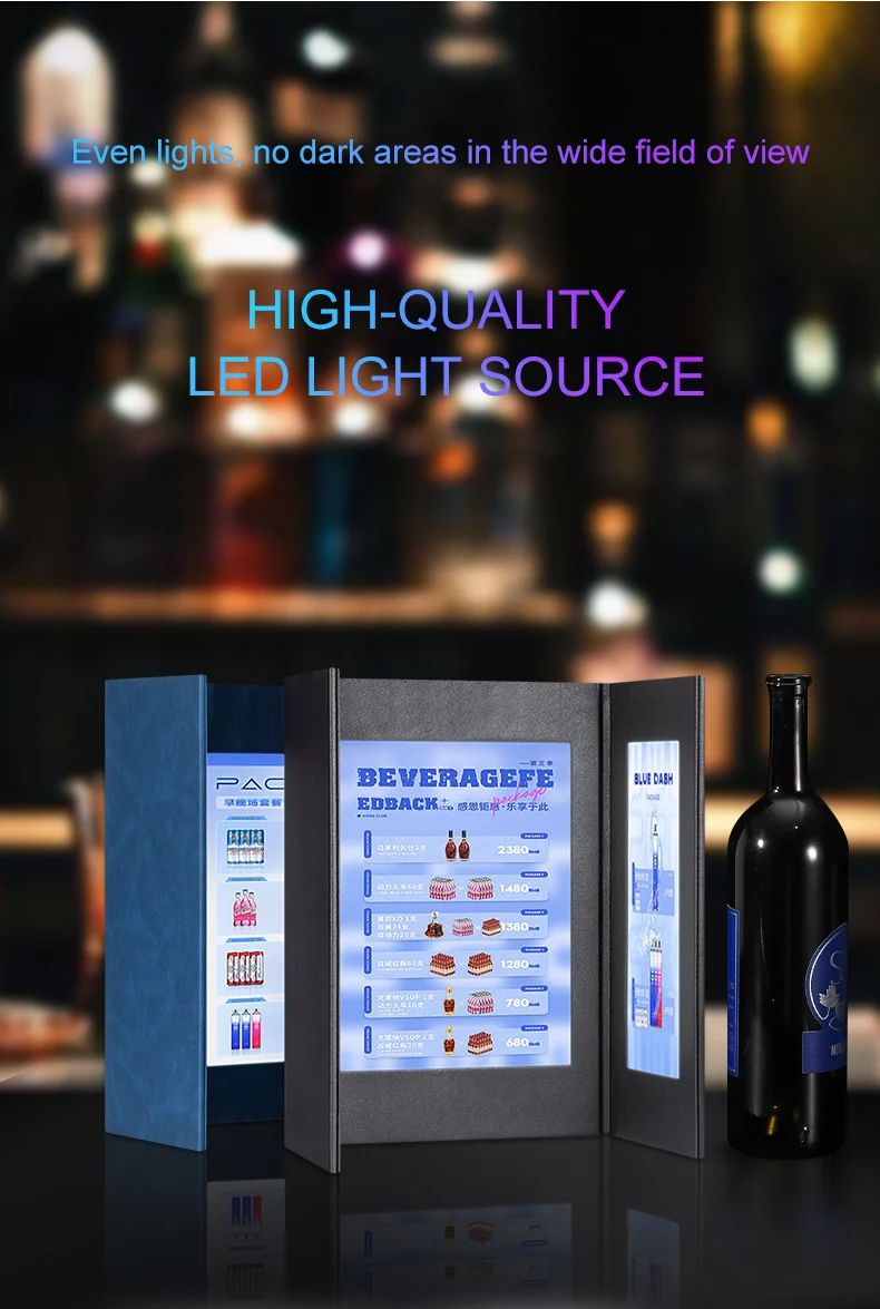 Foldable Rechargeable Led Menu Restaurant Bar Menu Display Illuminated ...