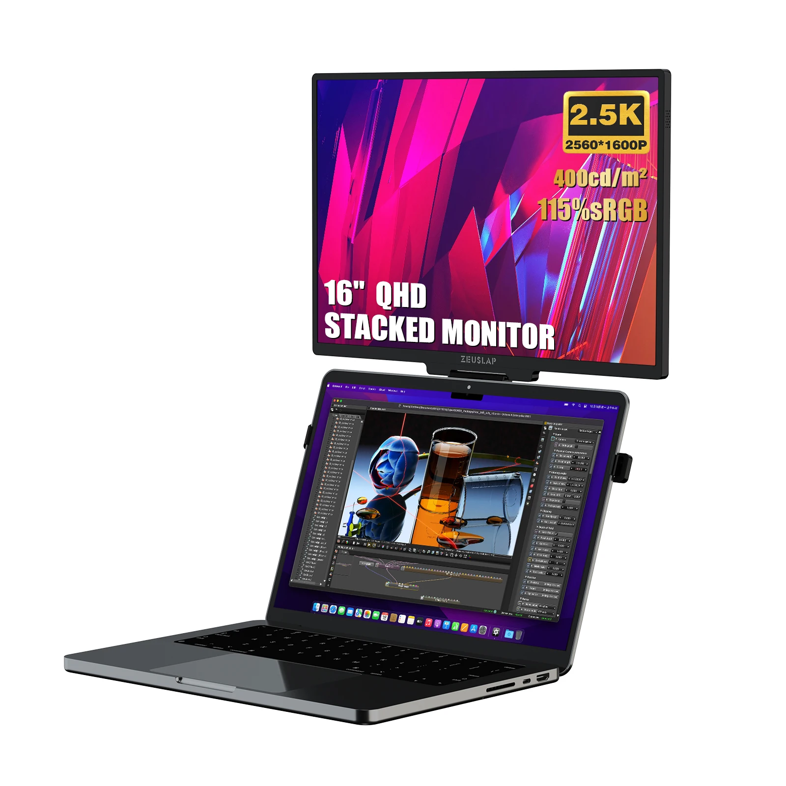 16-Inch Portable Monitor Float Stacked Design Easy Installation Wide ...