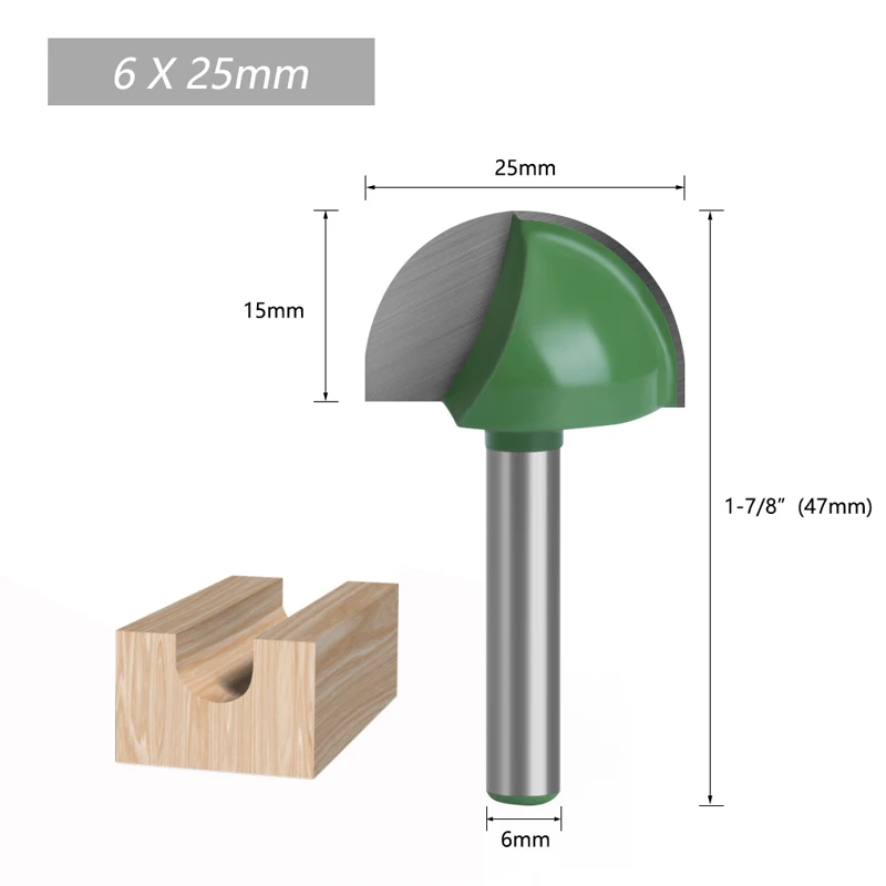 6mm Shank 4 Piece Set Green Cove Box Bit Classical Plunge Rounding Over ...