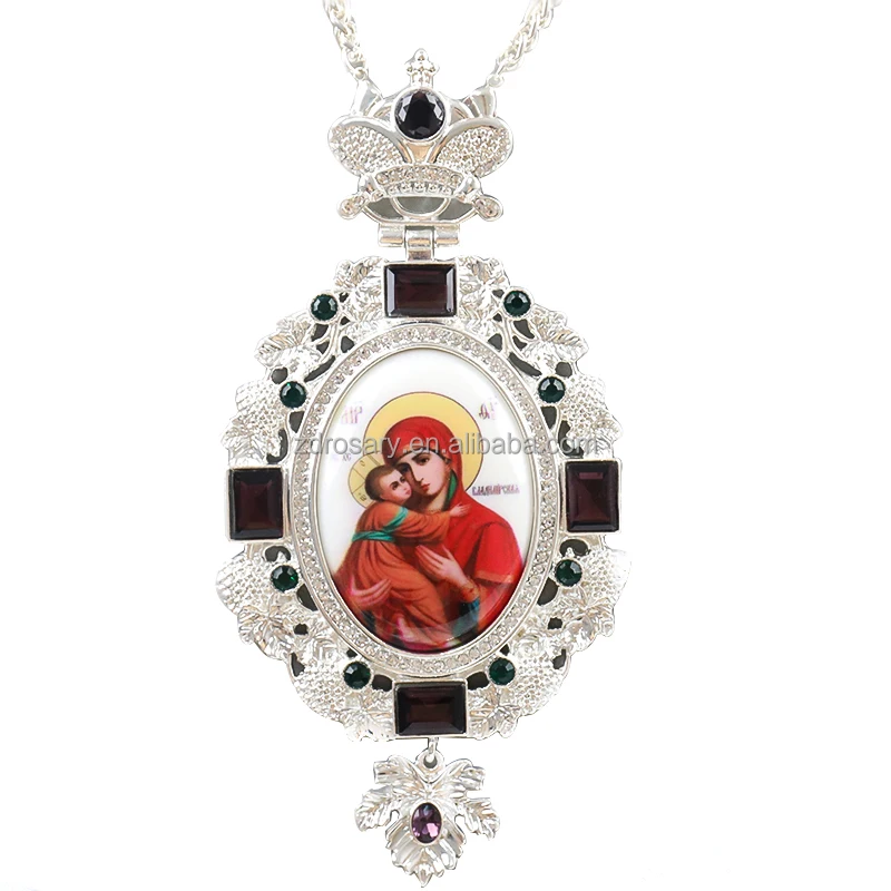 Orthodox Church Priest's Badge - Silver Alloy Pectoral Cross