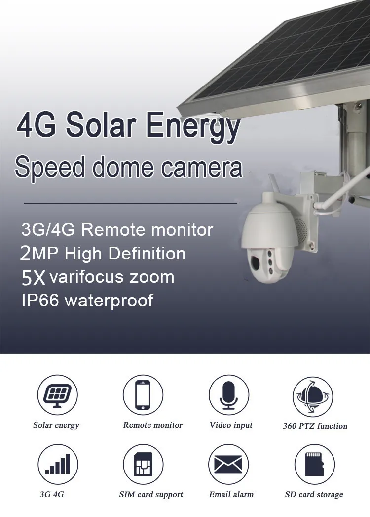 Outdoor Solar Powered Ip Camera With 4g Sim Card Ptz 20x Zoom 360 - Buy ...