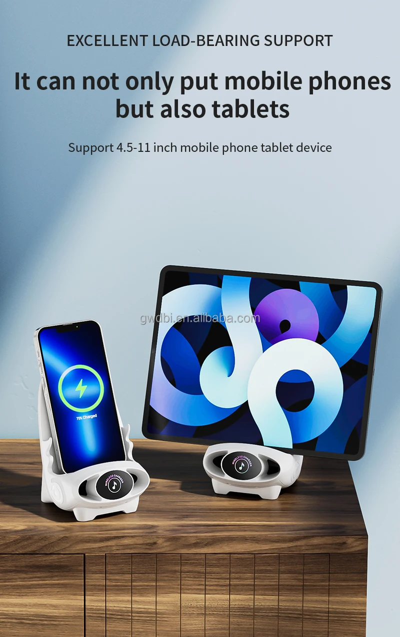 V8 Custom 15W Wireless Charger Stand - Portable Mobile Charging Desktop ...