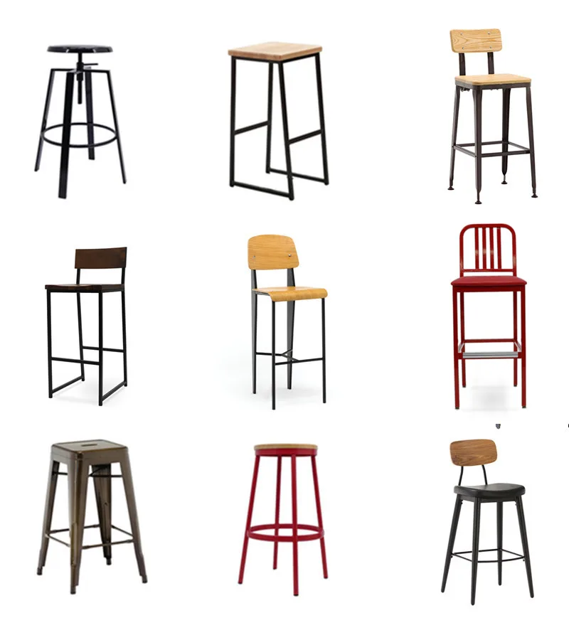 Modern Restaurant Cafe High Chair Bar Stool in Wooden Seat and Wooden Back