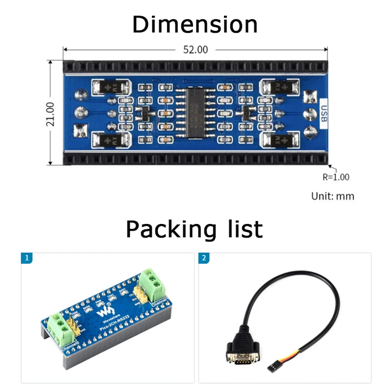 Raspberry Pi Pico 2-channel Rs232 Module Expansion Board Sp3232een Sp3232een Transceiver,Uart To ...