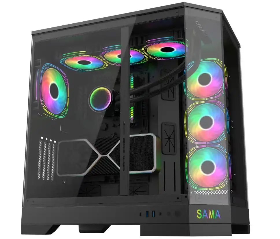 Sama New Design Gamming Computer Case Tempered Glass Desktop Computer ...