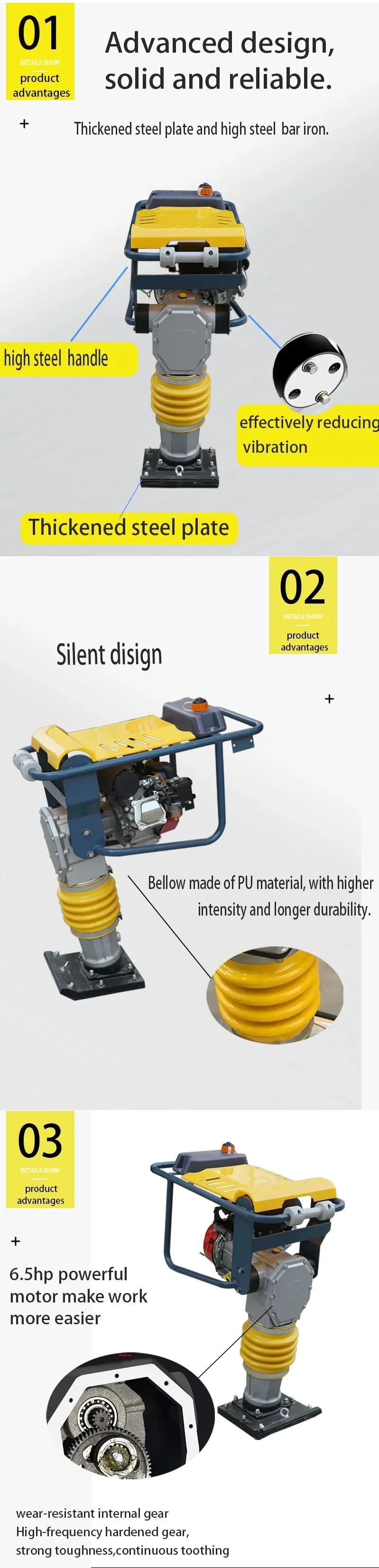 Gasoline Engine Construction Engineering Concrete Vibration Compaction ...