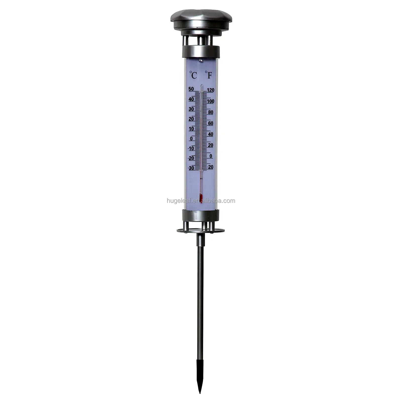 Customizable LED Solar Outdoor ABS Plastic Garden Thermometer
