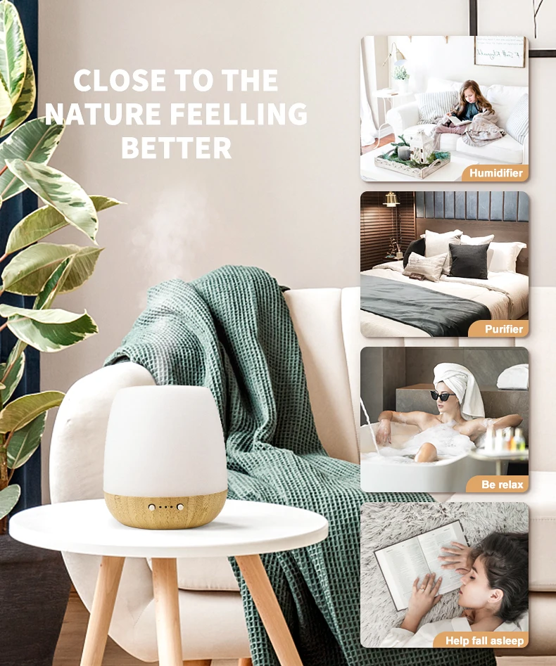 Portable Modern LED Lights Bamboo Ultrasonic Mini Air Humidifier ...