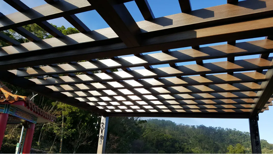 High Durability Bioclimatica Foam Pvc Wooden Louvered Roof Pergola with ...