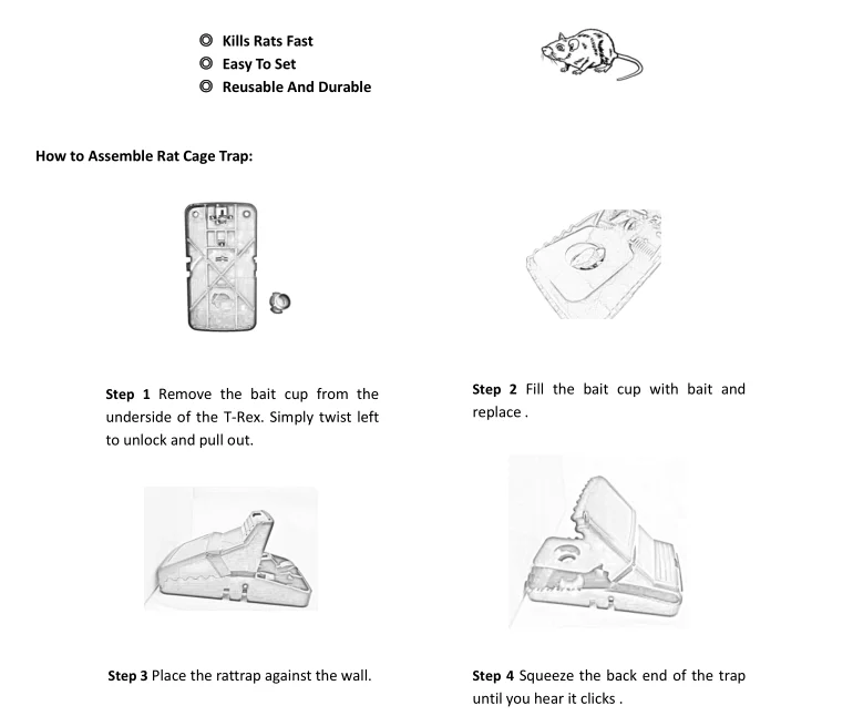 Humane Kill Plastic Large Black Rat Snap Trap for Rat Trapping