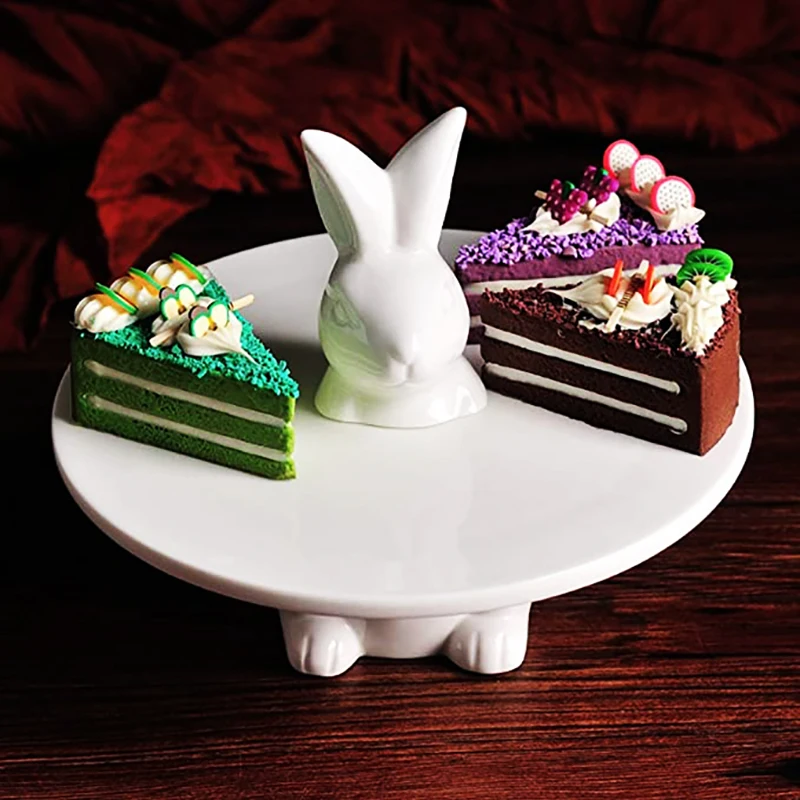 Custom Creative Rabbit Kitchen Cake Stand Creative Ceramic Cute Rabbit ...