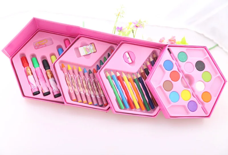 Hexagonal Color Box Art Set Pencil Chalk Crayon Diy Painting Graffiti ...