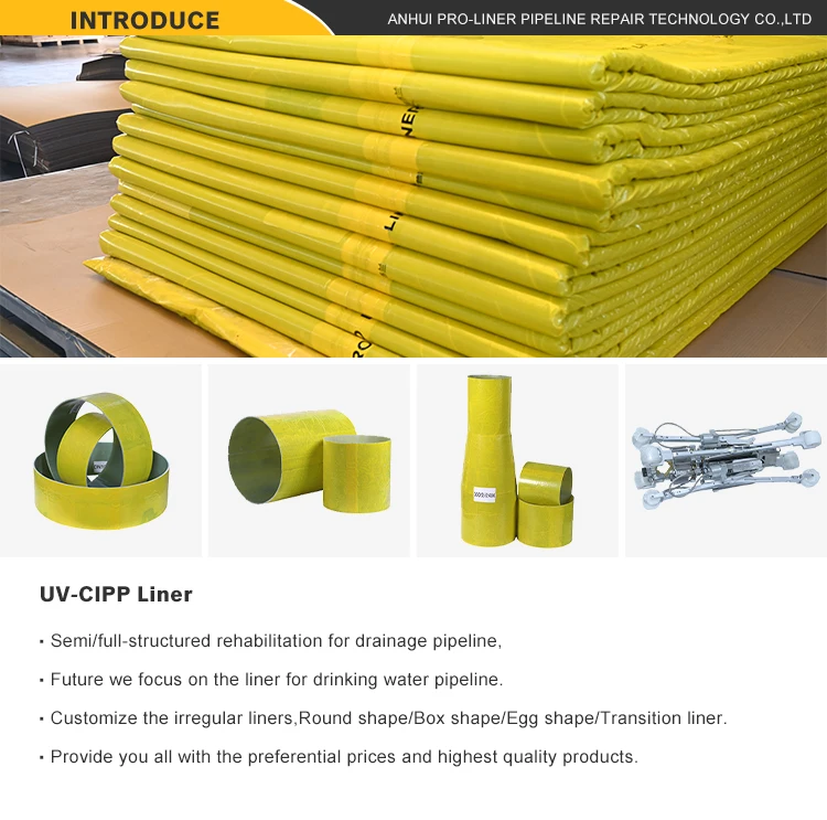 Dn300 4mm Different Pipe Shapes Road Upkeep Pipeline Rehabilitation Liner Film Uv Cipp Liner ...