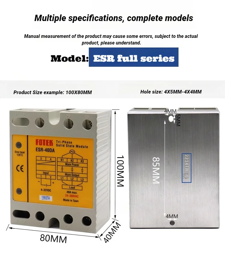 Taiwan Fotek Three-phase Solid State Relay Esr-40da-h 25 60 80100 Solid ...