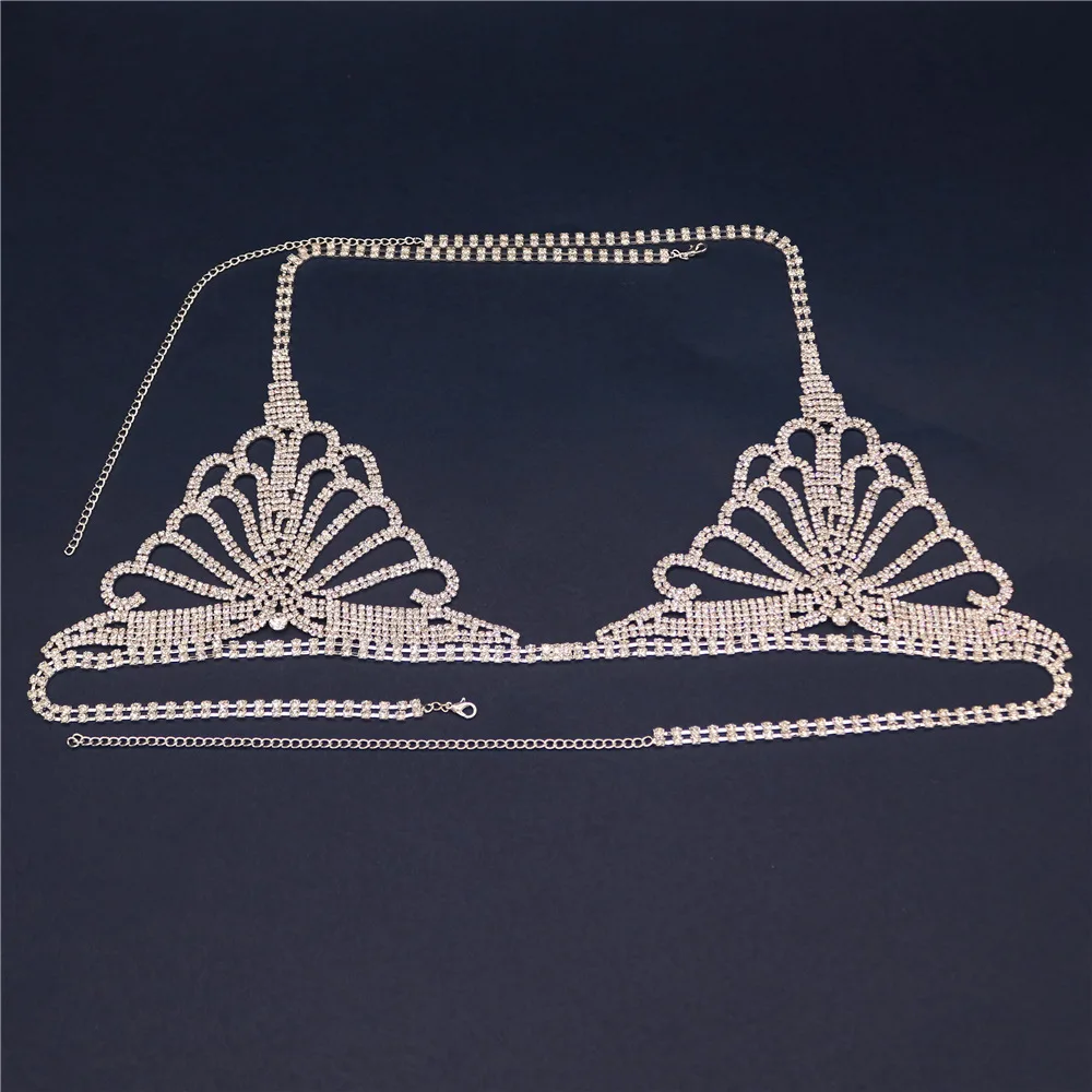 Fashion Hollow Rhinestone Mesh Bra And Thong Set Lingerie Women's ...