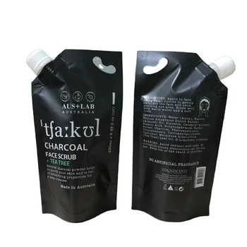 Customized Shiny Black Corner Spout Pouch / Low Moq Black Matte ...