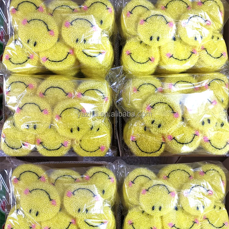 Lovely Hand Crochet Acrylic Red Smile Face Dish Scrubber,Kitchen ...