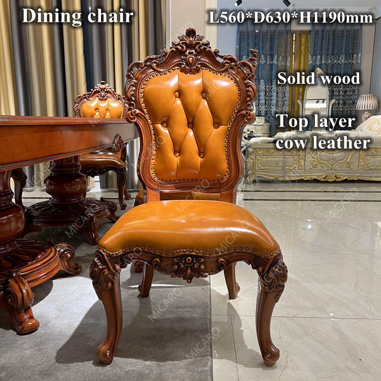 French Luxury Solid Wood Table Chair Set for Dining Room