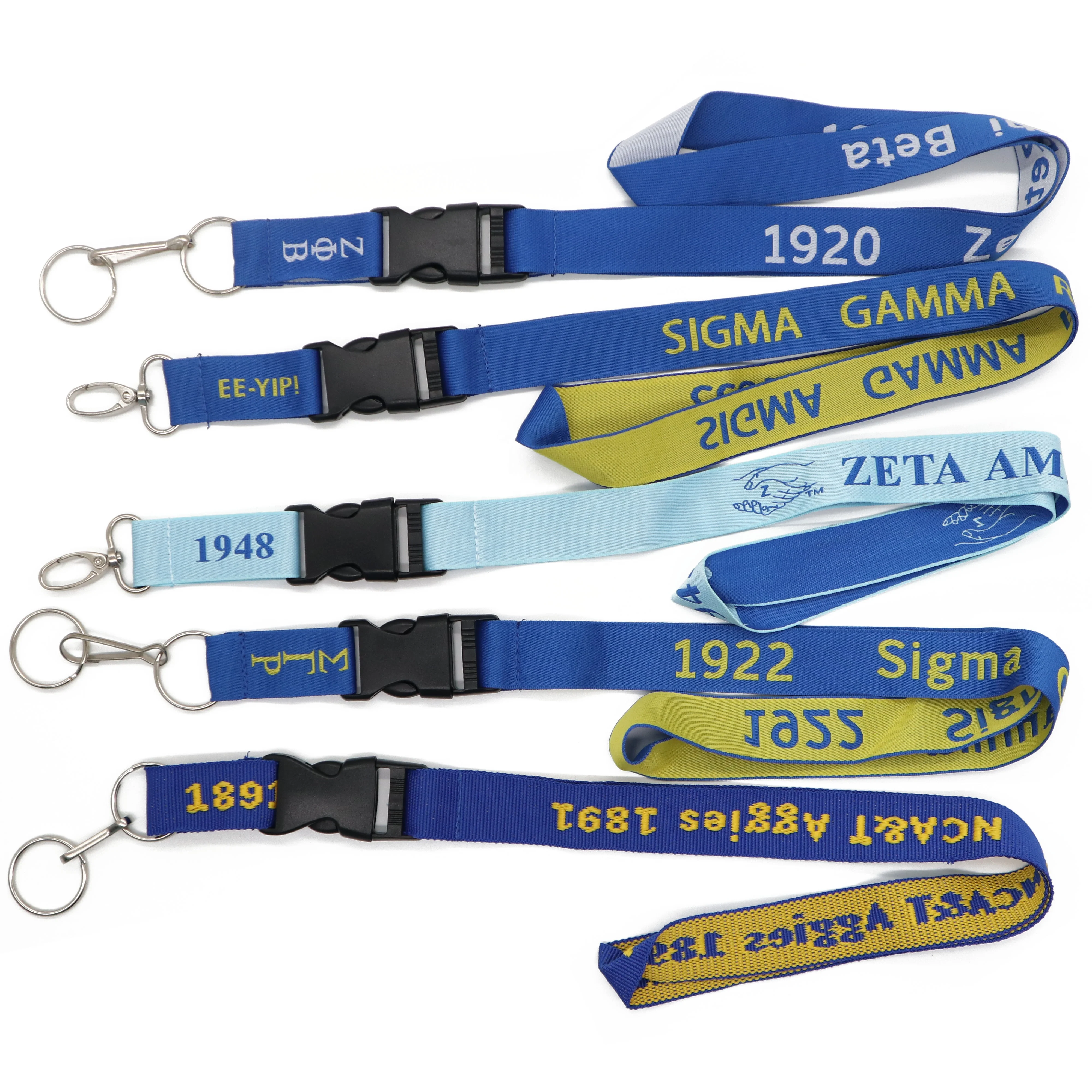 Purple Greek Letters Woven Lanyards Custom Logo Lanyard With Id Card ...