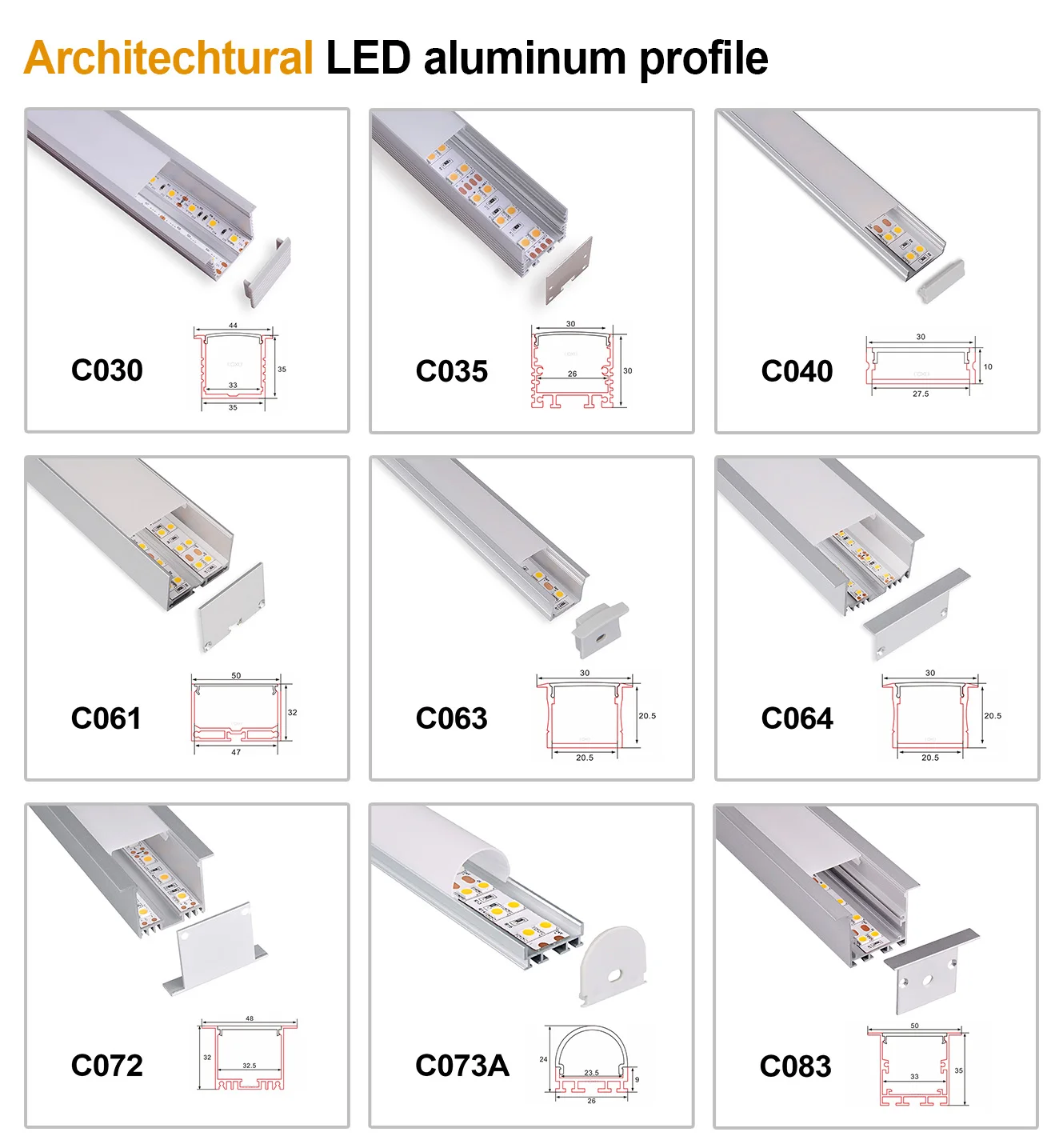 1m 2m 3m Aluminium Profile For Led Lighting Strip Outdoor Profile Super ...