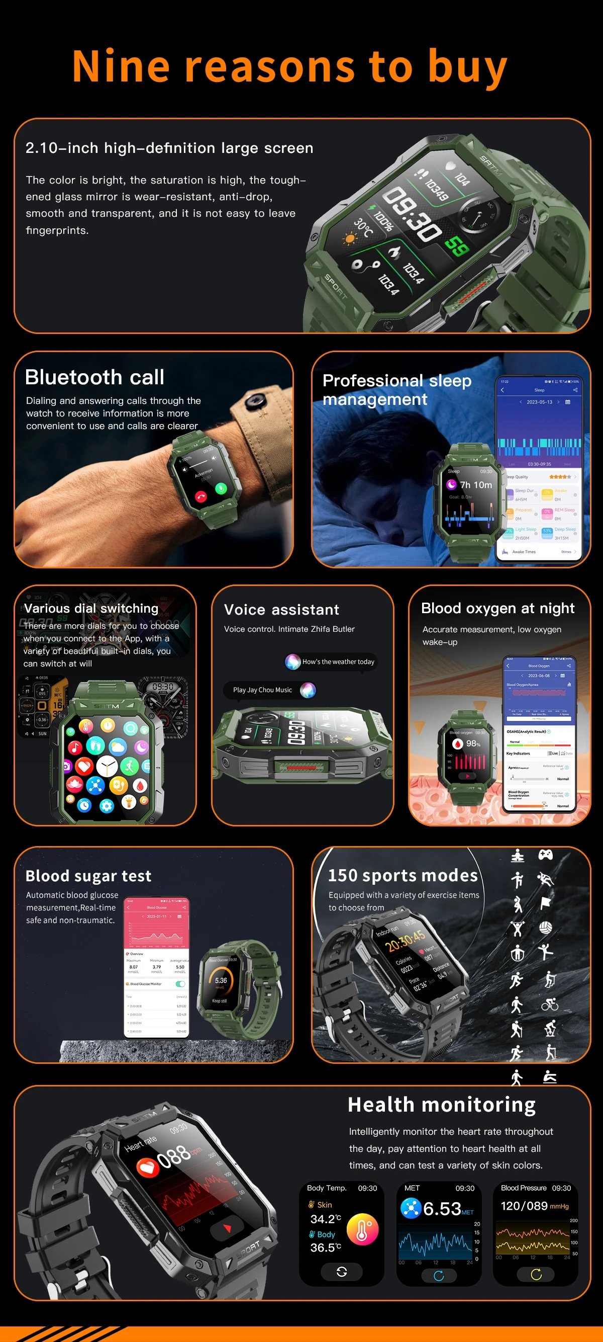 DF F307 Calling Smart Watch Health Monitoring Sports Watch Voice ...