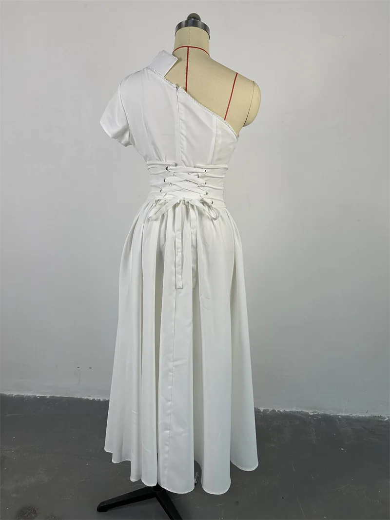 European And American Women's New Diagonal Neckline Short Sleeved ...