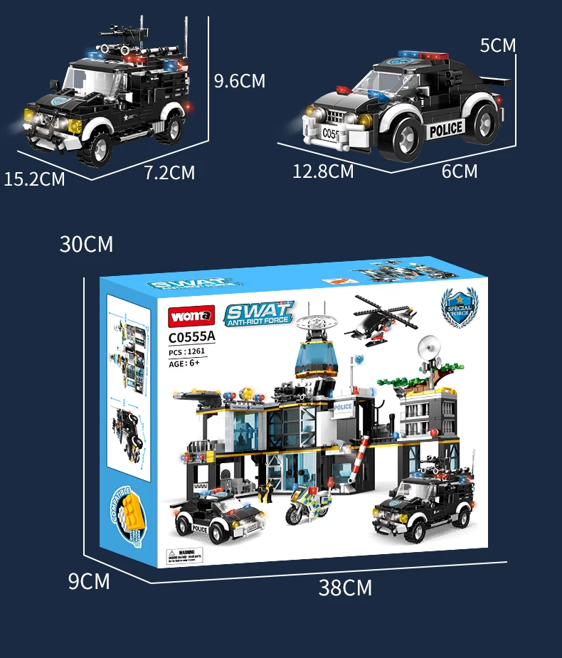 Model Educational Assemble Diy SWAT Team City Building Block Brick Set ...