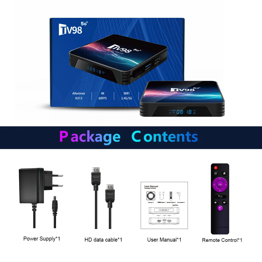 New Tv Box Tv98 2gb 16gb Allwinner H313 2.4/5g Wifi Android 12.1 4k ...
