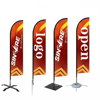 Flexible Aluminum Fiberglass Beach Flag Feather-flag Large Custom Beach ...