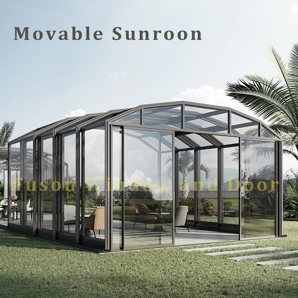Factory Price Movable Sun Room Aluminum Frame Sunroom Curved Glass ...