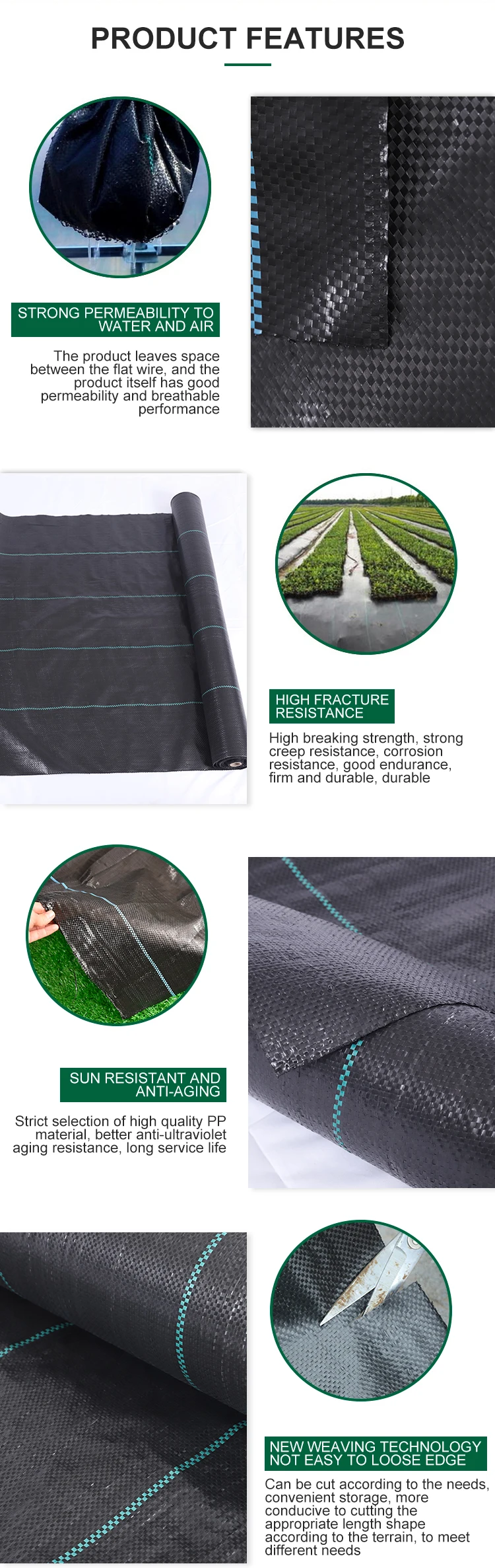 Plastic Weed Barrier Landscape Fabric Heavy Duty Landscaping Weed Mat ...