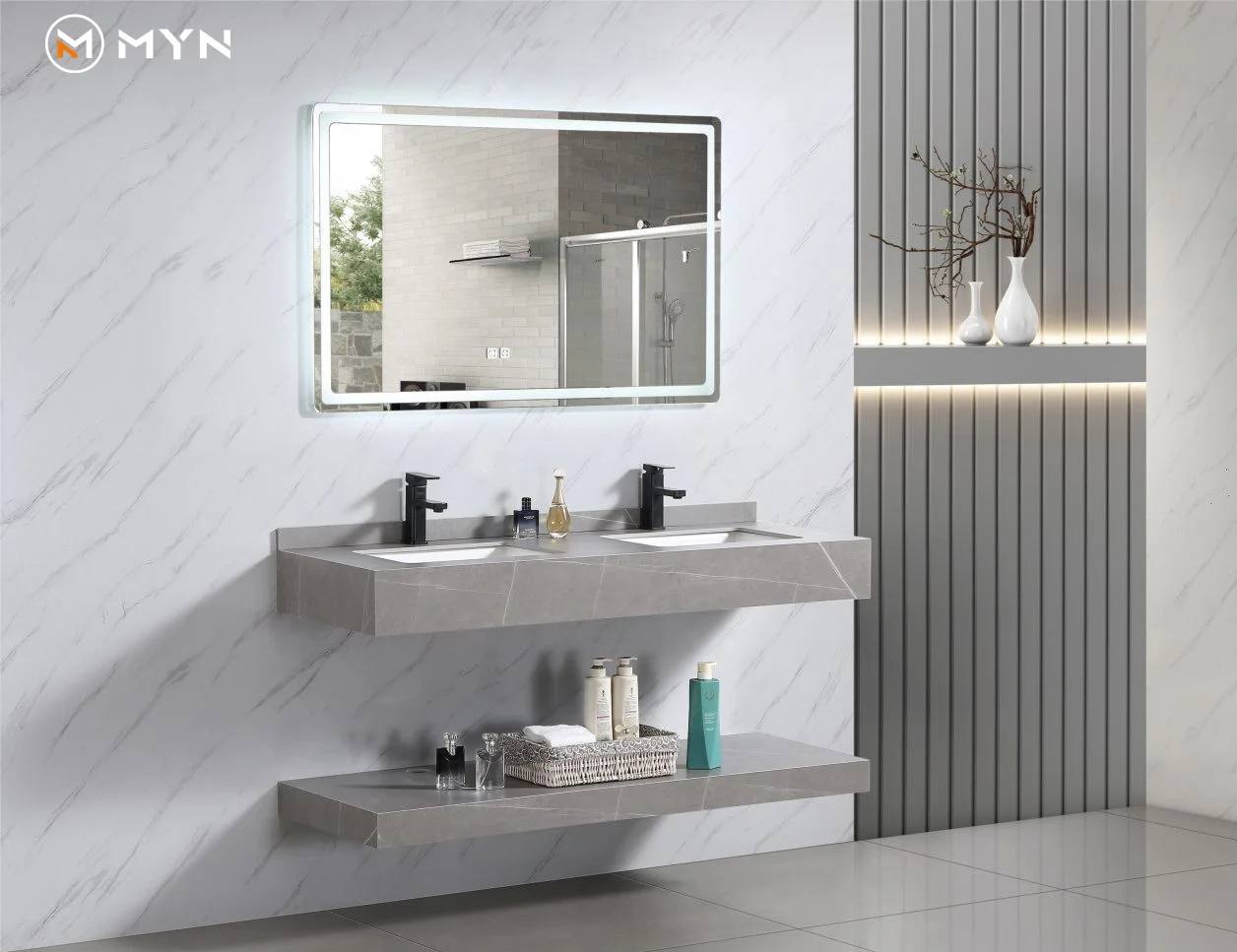 Luxury Double Sink Floating Bathroom Vanity - Customized