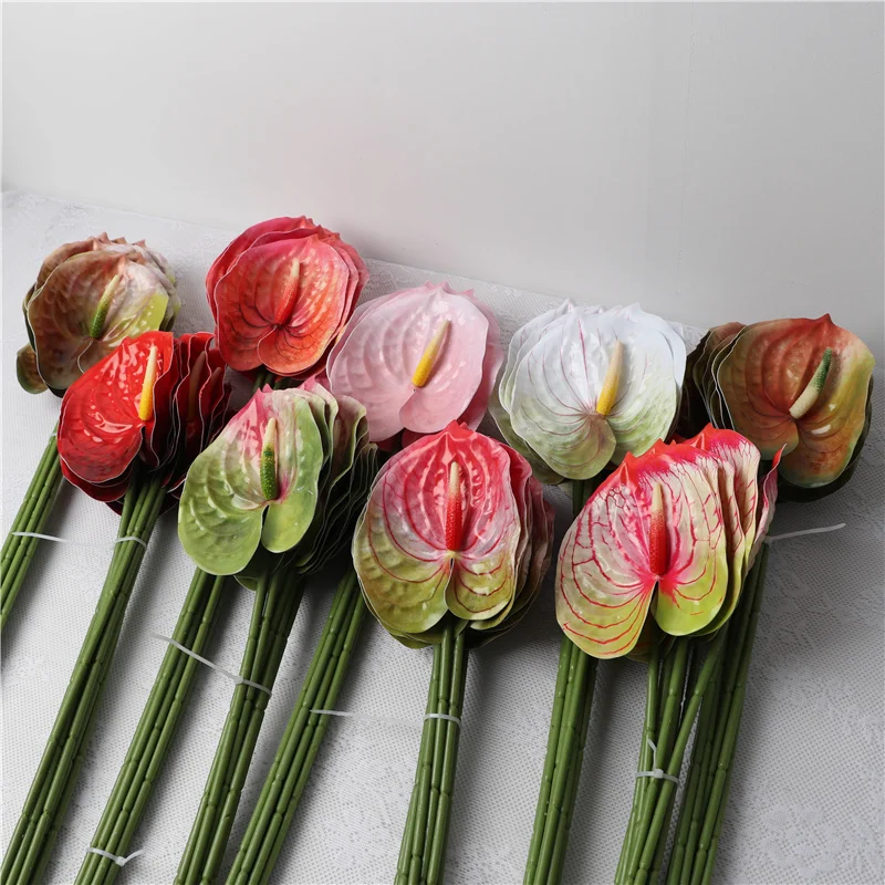 Artificial Anthurium Flowers Lily Fake Anthurium Flower for Home Decor ...