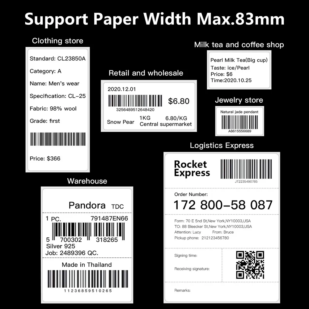 Barcode Waybill Rollo Label Printer BT Desktop Thermal Shipping Label ...