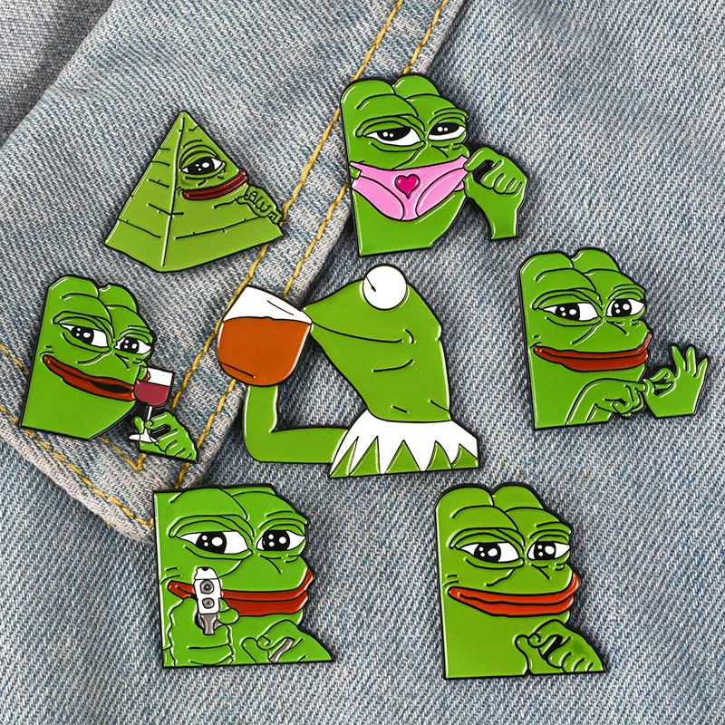Cartoon Pepe the Frog Meme Enamel Pins - 11 Styles