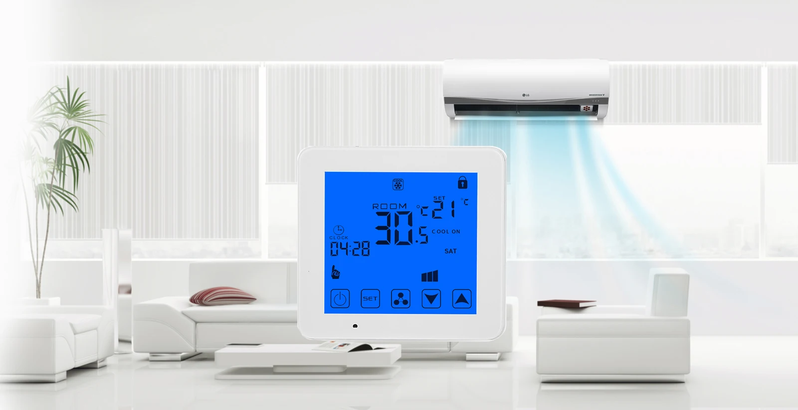 Digital Touch Screen AC Programmable Thermostat with Remote Controller ...