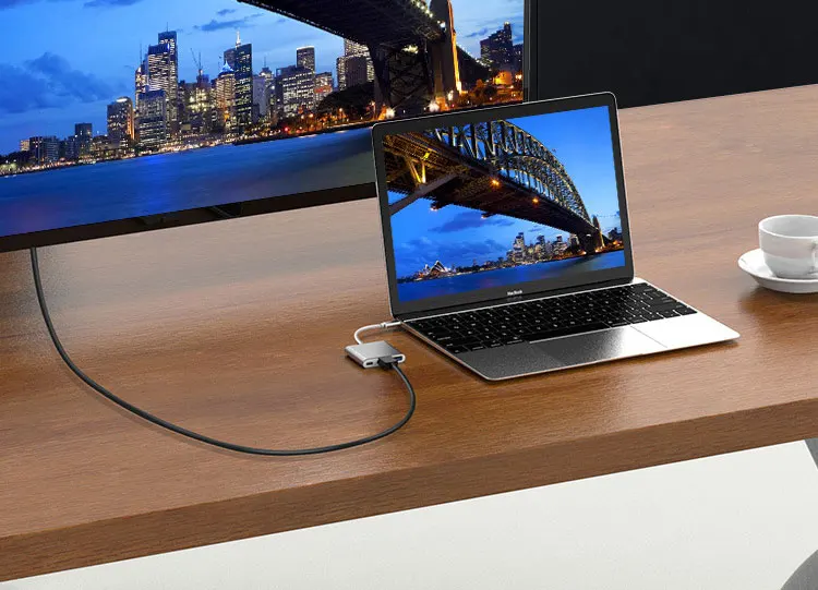 3in1 Usb-c 3 In 1 Port Computer Tv Pc Usbc 3.0 Adapter Phone Type-c ...