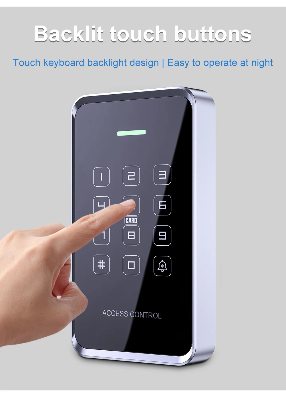1000users Nfc Access Control Keypad Waterproof Backlight Touch Screen Dual Frequency Rfid ...