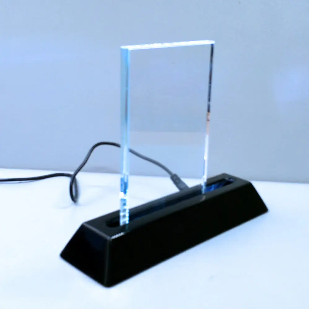 5" 2D Acrylic Display Stand Base Top slip 10mm Wooden Led Light Base ...