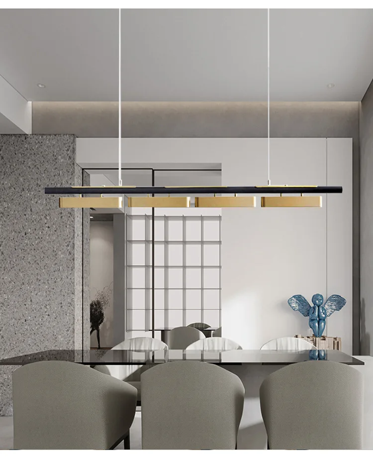 Modern Luxury LED Dining Table Chandelier Height Adjustable Strip ...