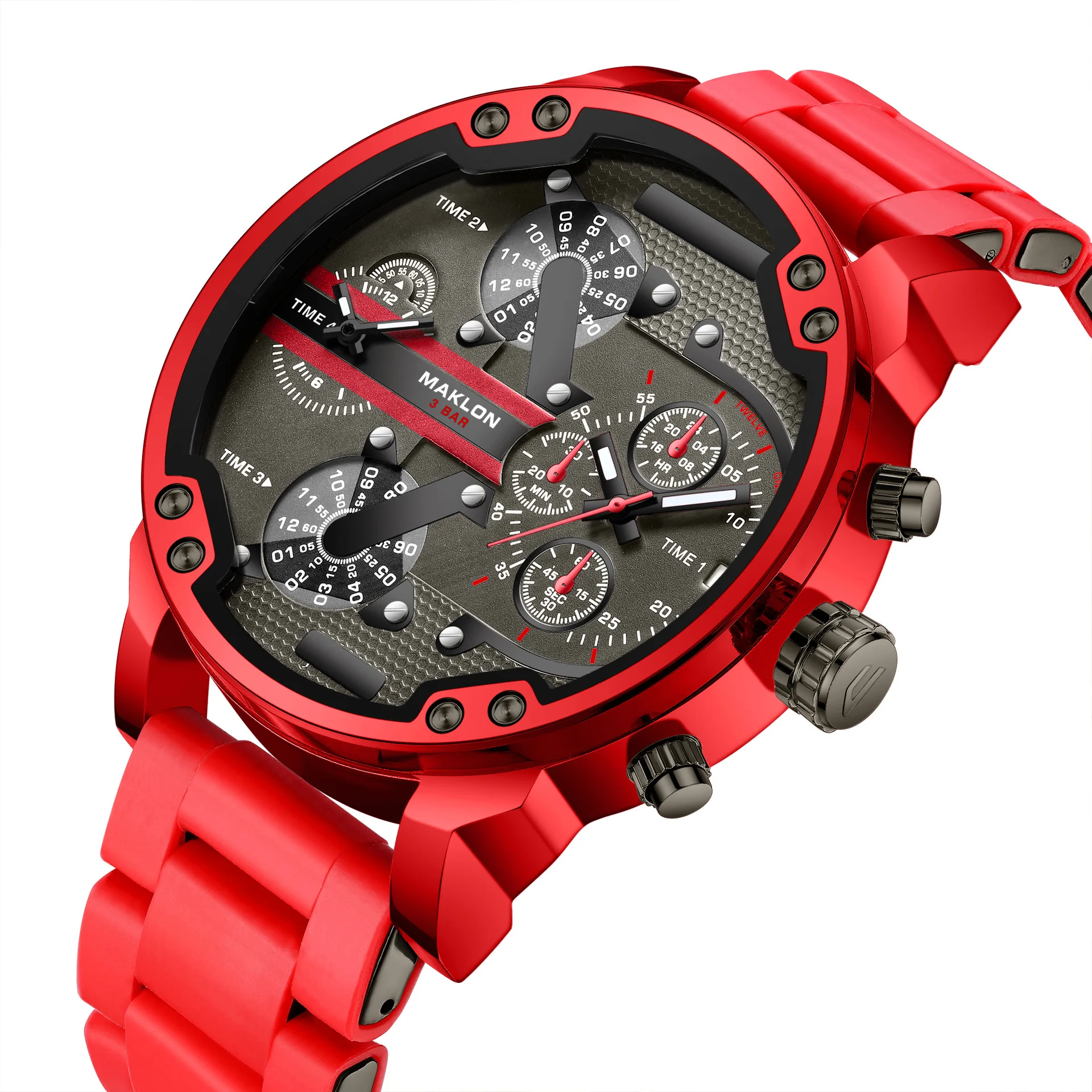 Men's Large Dial Stainless Steel Sport Watch - Durable & Stylish