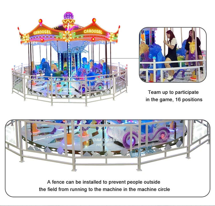 16 Seats Fairground Attractions Carousel Ride New Design Deer Theme ...