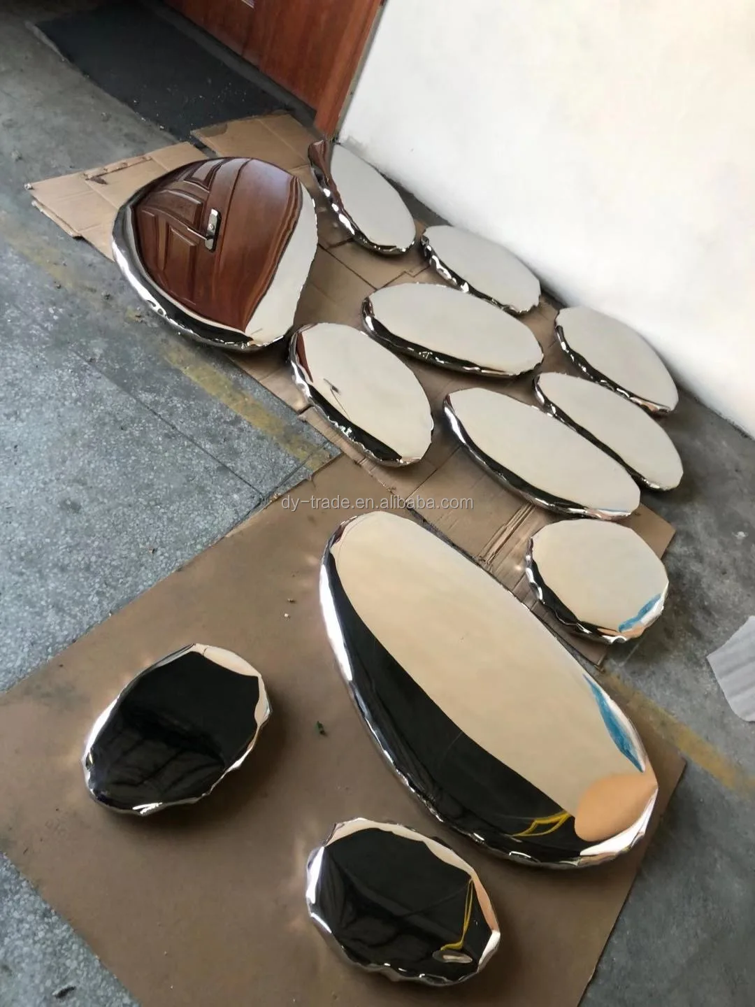 Chrome Metal Stainless Steel Stones Sculpture for Garden Decoration